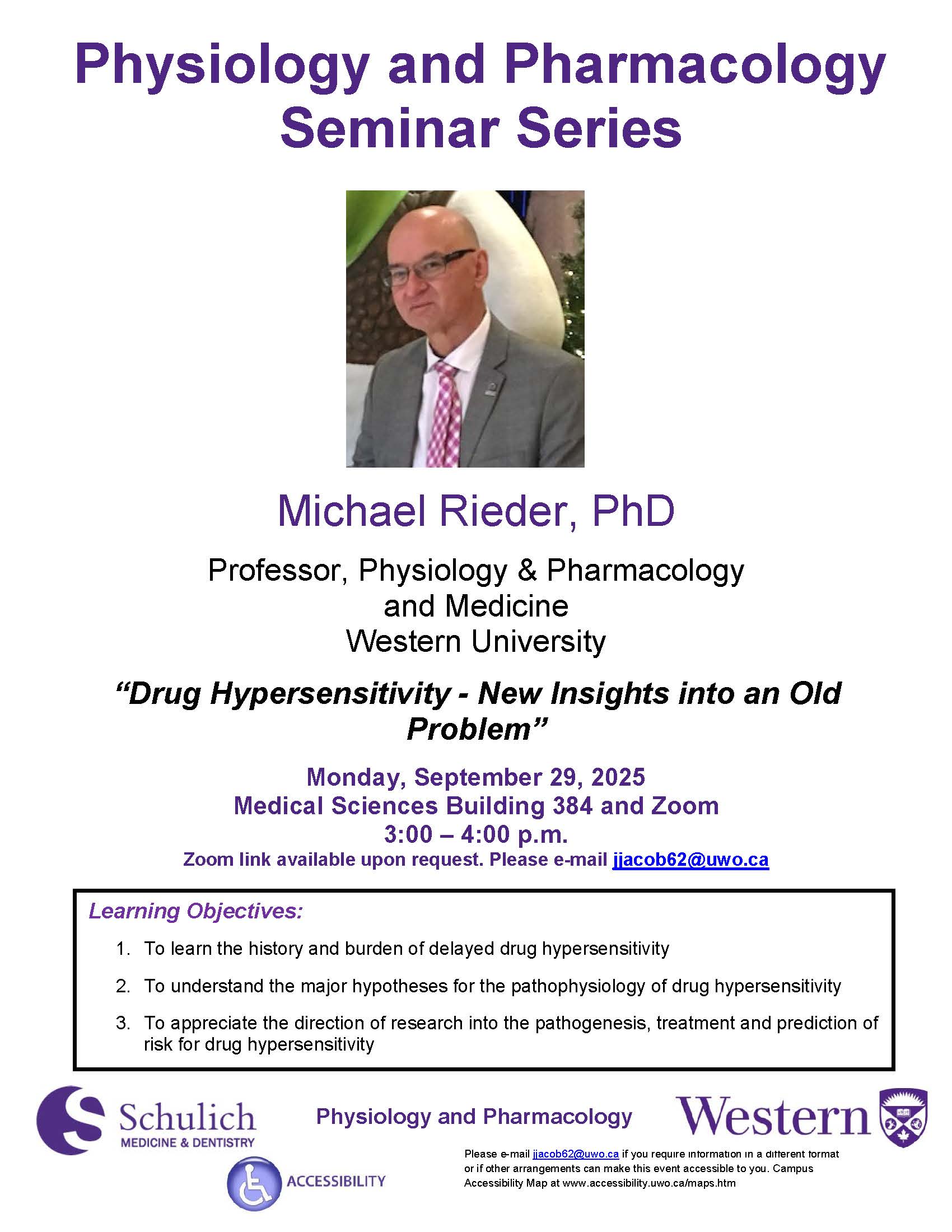 PhysPharm Seminar Series - Dr. Michael Rieder - Events - Western University