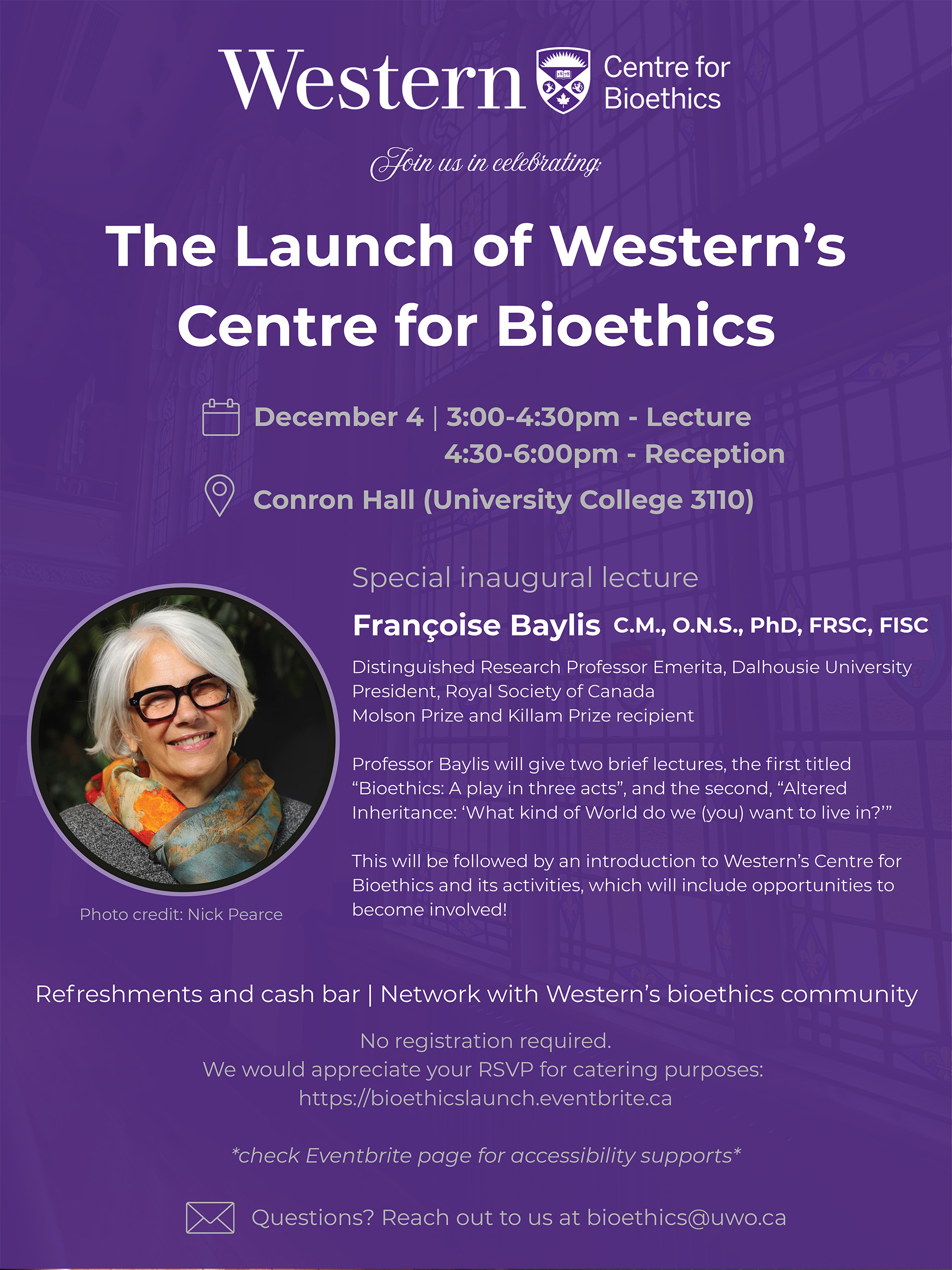 Centre for Bioethics Launch Event - Events - Western University